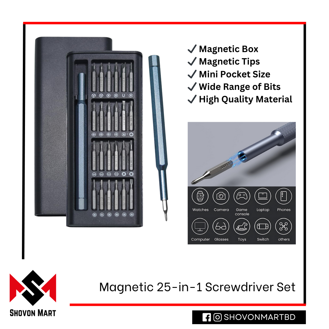 Magnetic 25-In-1 Screwdriver Set – Shovon Mart